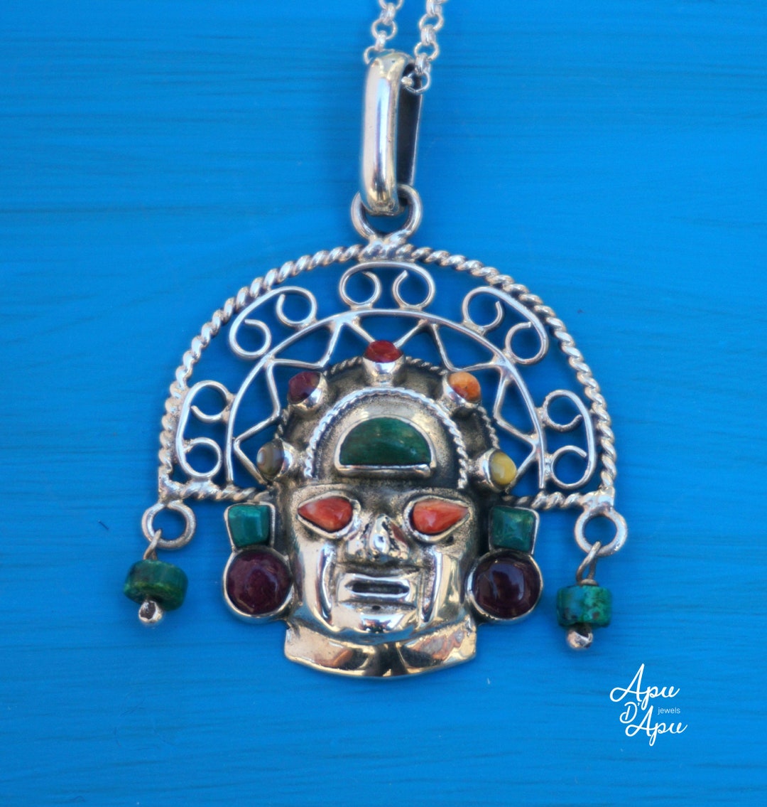 Tumi Head Silver Large With Stones - Big Peruvian Pendant Necklace ...