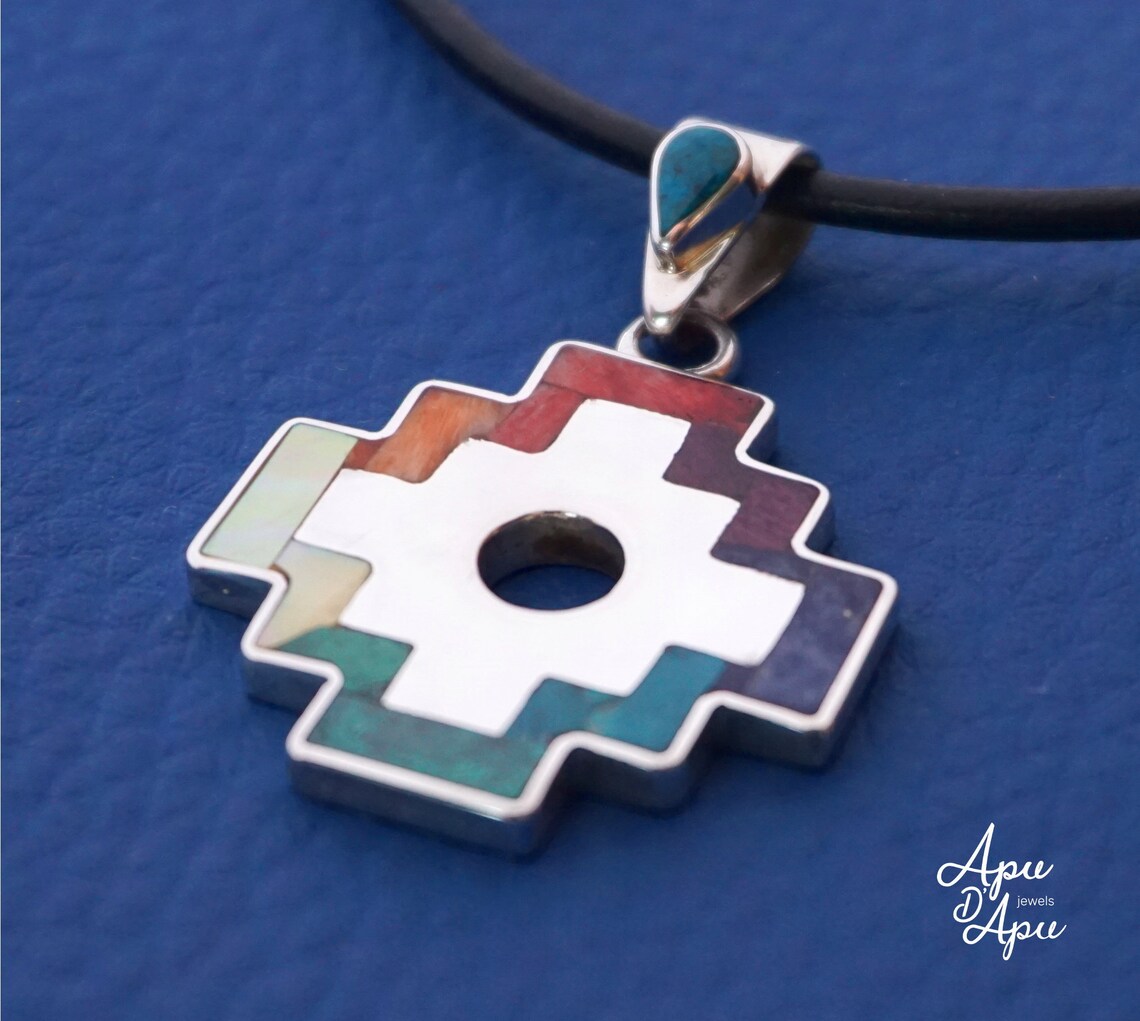 Chakana Peruvian Inca Cross Pendant Silver Necklace From Peru Sacred ...