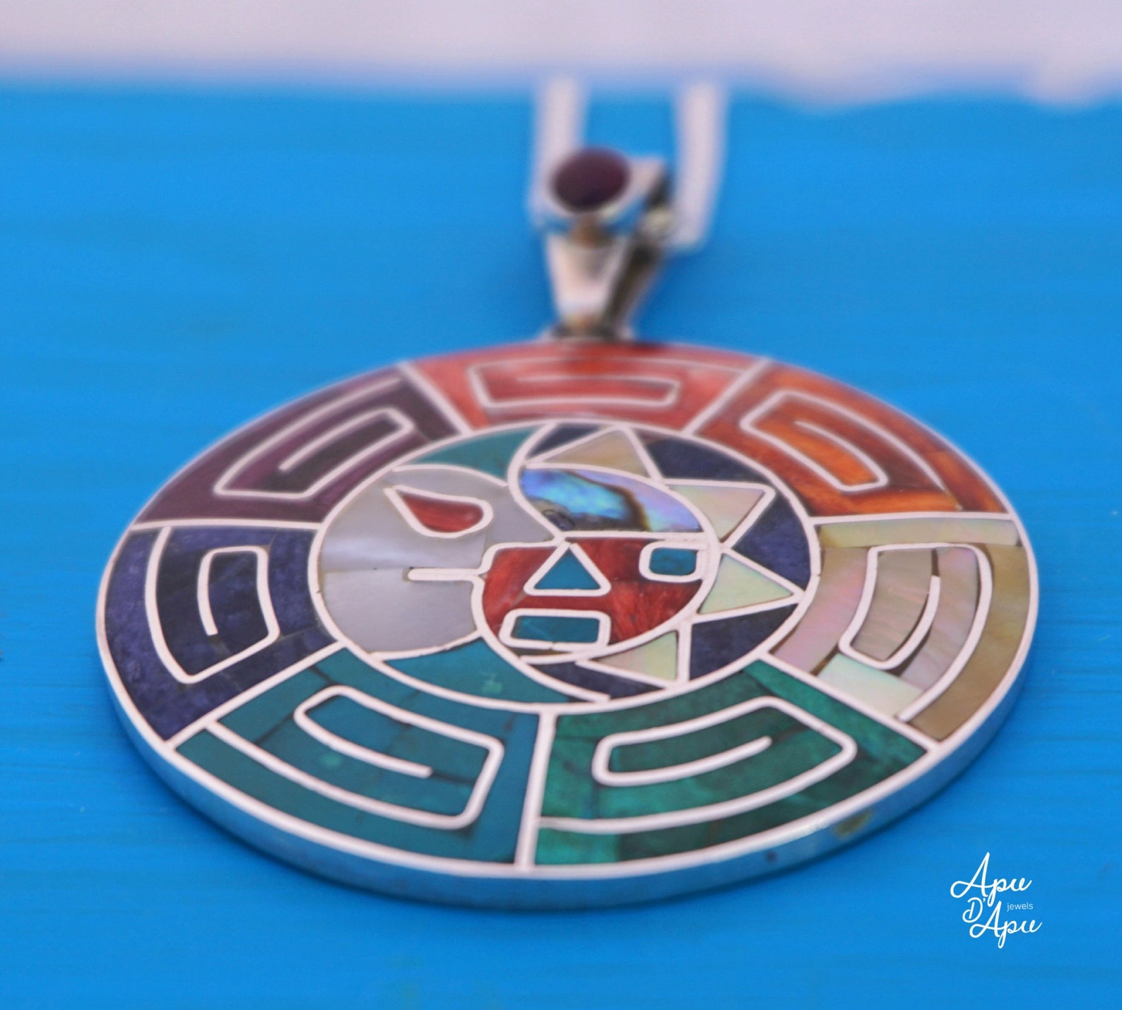 Sun and Moon With Pachamama Around - Large Inca Pendant Necklace ...