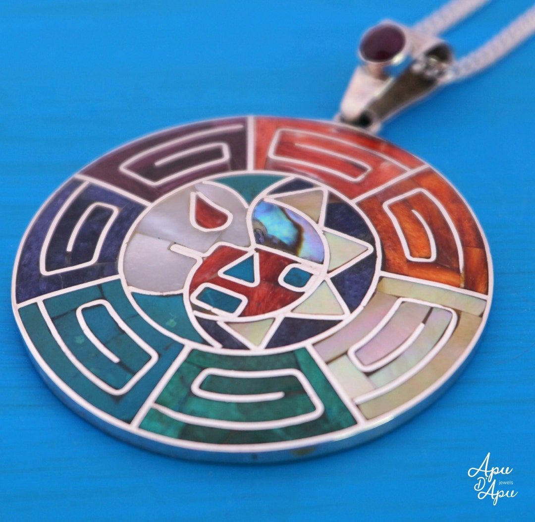 Sun and Moon With Pachamama Around - Large Inca Pendant Necklace ...