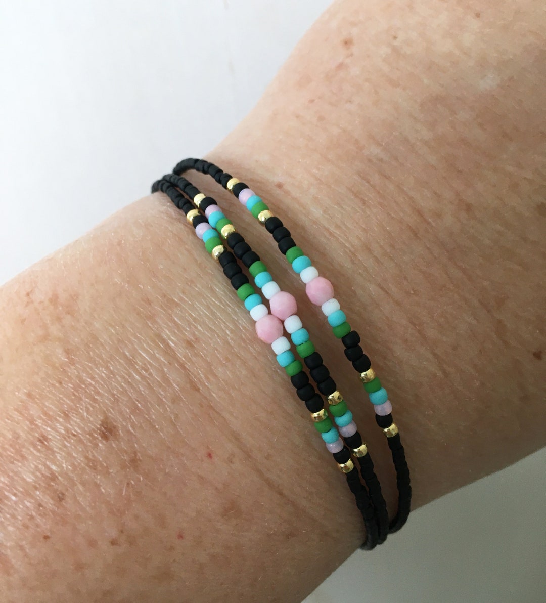 Multi-strand Beaded Bracelet - 3-strand - Fire-polished Glass Bracelet ...
