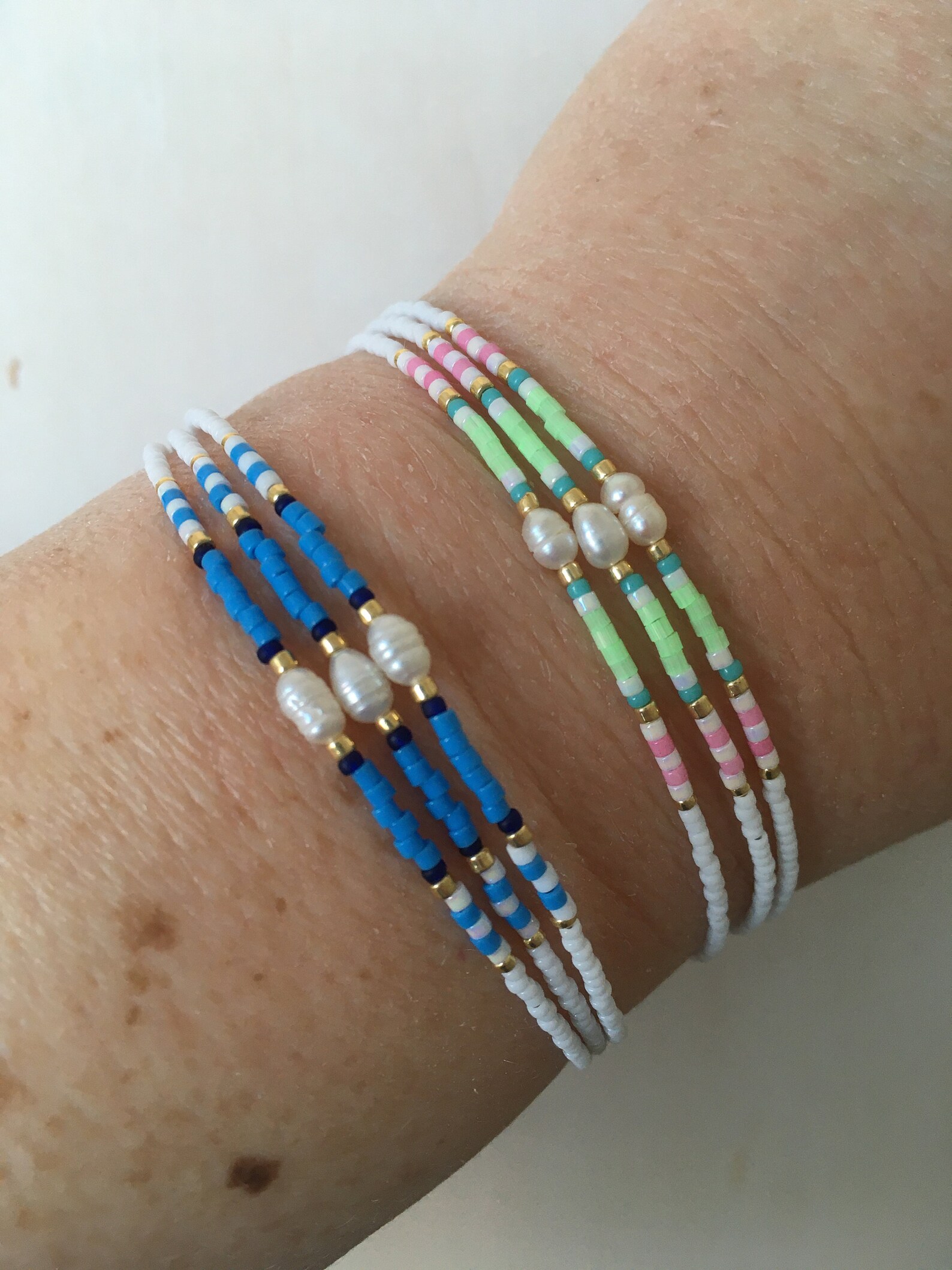Freshwater Pearl Bracelet Beaded Bracelet 3-strand Bracelet Summer ...