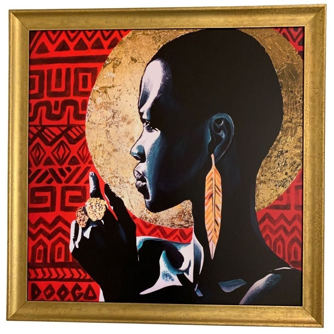 ESSENCE / DOOGA / African American Framed Art / Framed Black Art/ Black Woman Art/ African Home ...