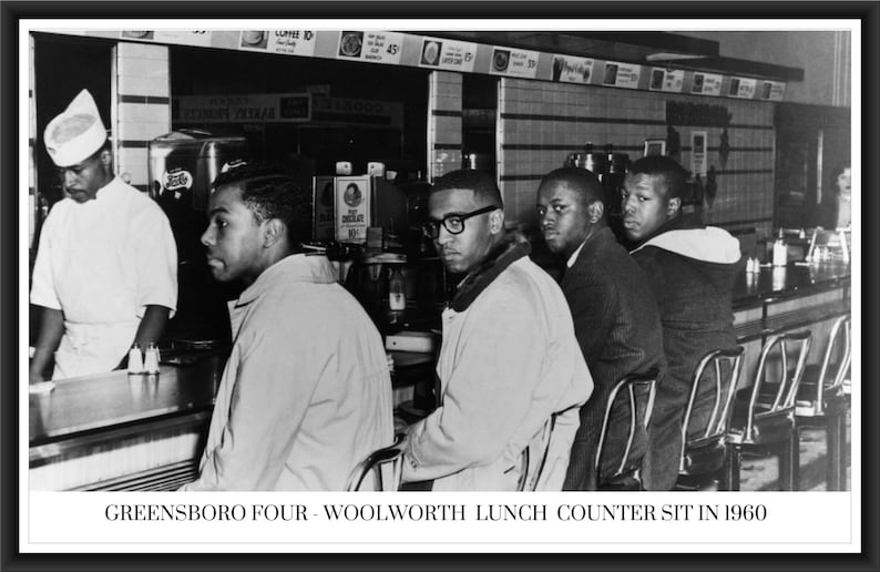 Greensboro Four Woolworth Lunch Counter Sit in 1960 / Black - Etsy