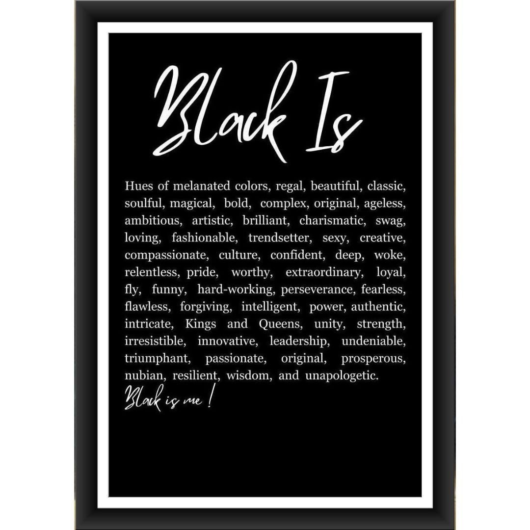 Black is Me Print – African American Art, Black Definition (UNFRAMED ...