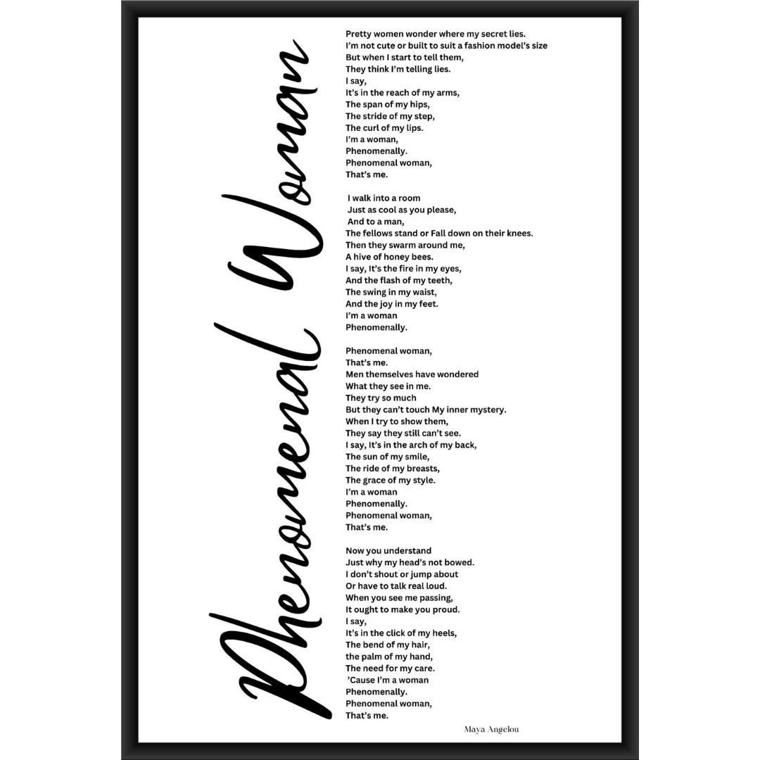 Phenomenal Woman Poem Art Print / Maya Angelou / African American Poem ...