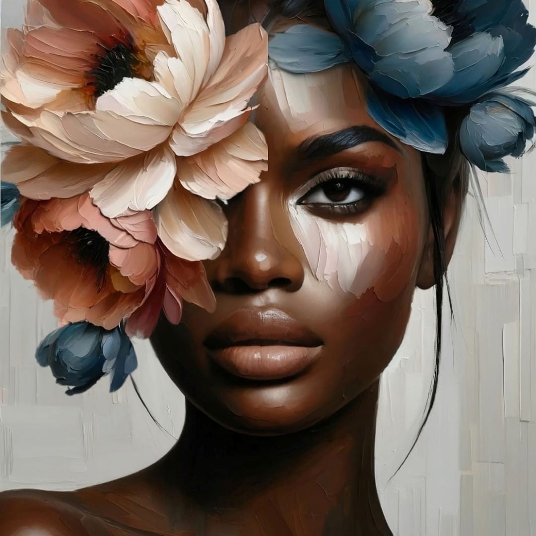 Ebony Flower / African American Art / Black Art / Black Woman Art / Black Woman Flower Art ...