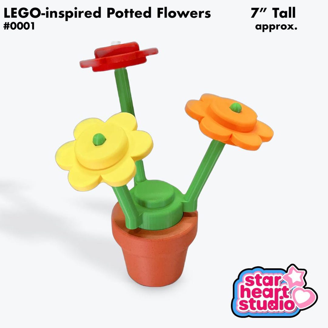 Giant Lego-inspired Potted Flowers in Red, Orange, and Yellow - Etsy