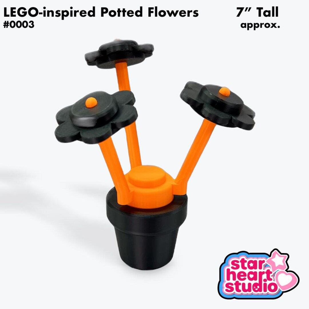 Giant Lego-inspired Potted Flowers in Spooky Black and Orange - Etsy