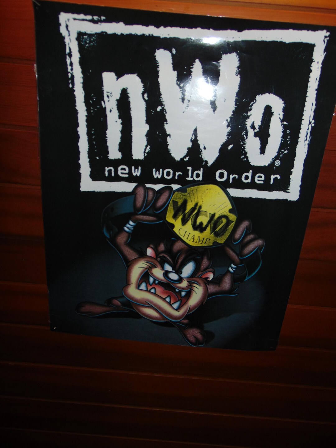 Vintage Taz New World Order NWO WCW Looney Tunes Original Laminated ...