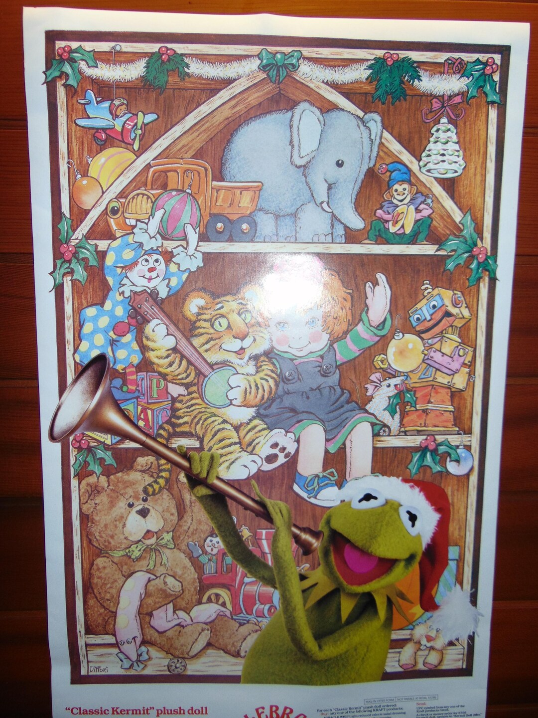 Vintage 1986 Kermit the Frog Kraft Promotional Poster Muppets - Etsy