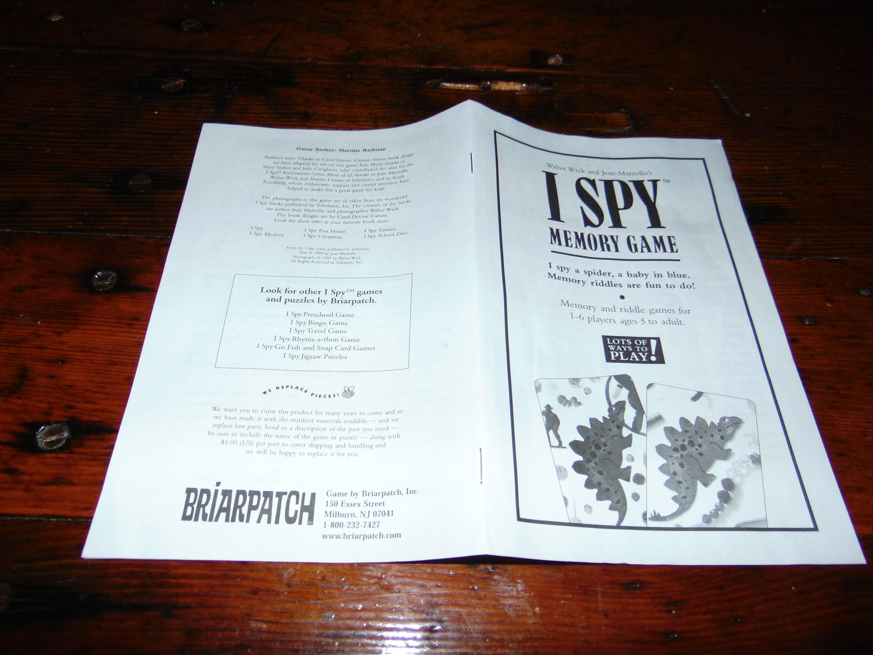 Vintage I Spy Memory Game of Picture Riddles 1995 Briarpatch - Etsy