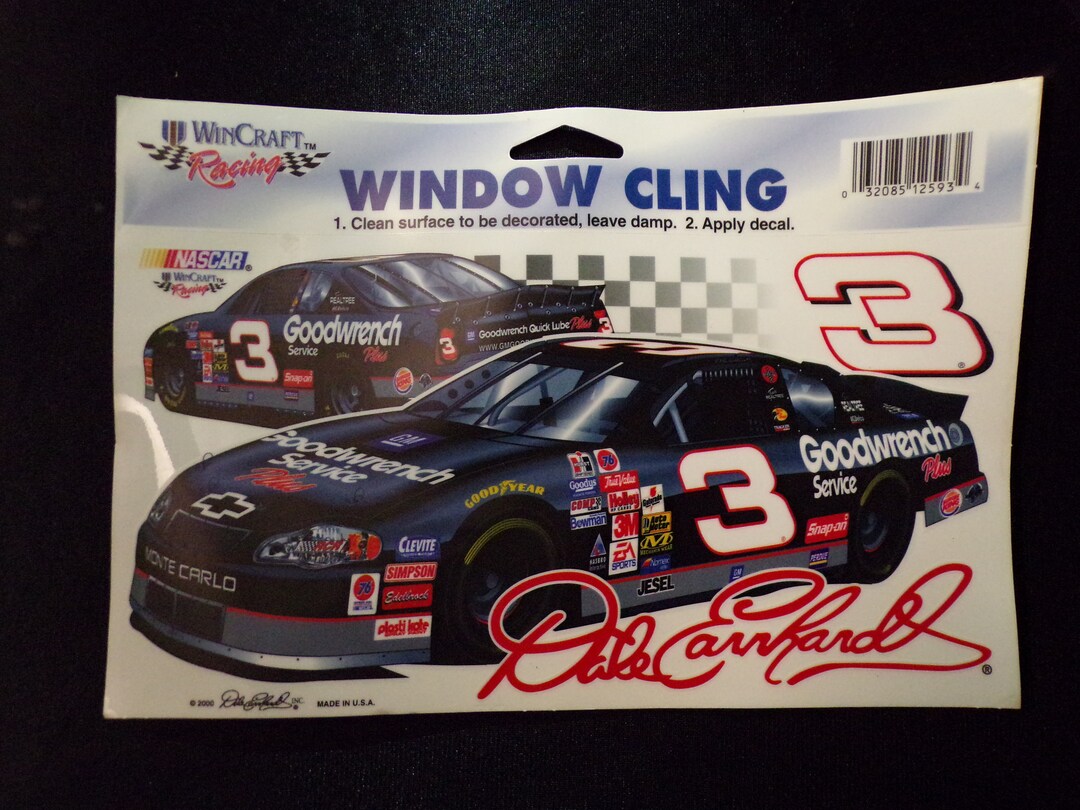 Vintage Wincraft Dale Earnhardt 3 Window Cling Static Decal Man Cave ...