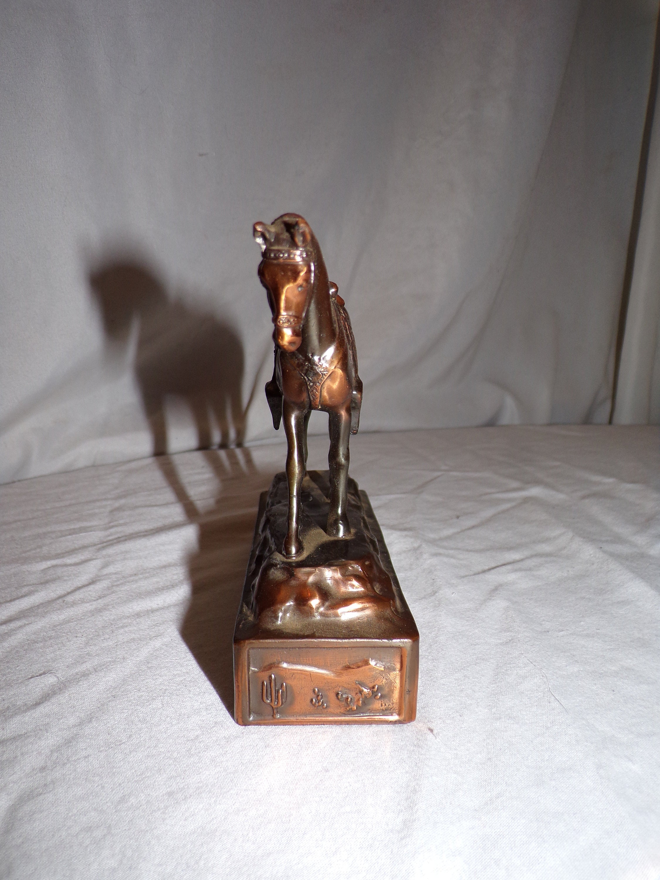 Vintage Copper TROPHY CRAFT Horse Western Saddle Metal Figurine Los ...