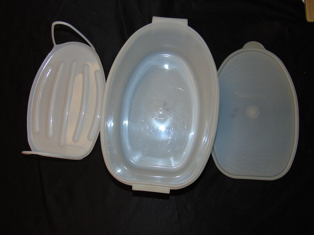 Vintage Tupperware 3-pc. Ham/roast/chicken Flavor Saver Keeper Base ...