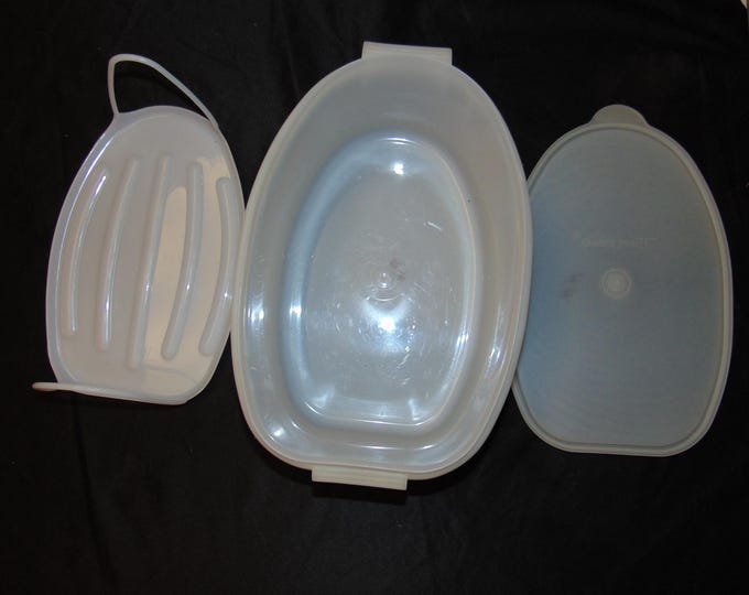 Vintage Tupperware 3-pc. Ham/roast/chicken Flavor Saver Keeper Base ...