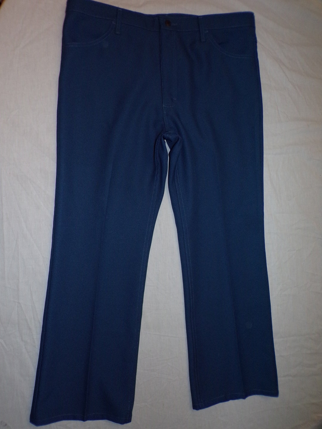 Vintage 1970s Wrangler Polyester Pants 40 X 29 Wrancher Boot Blue ...