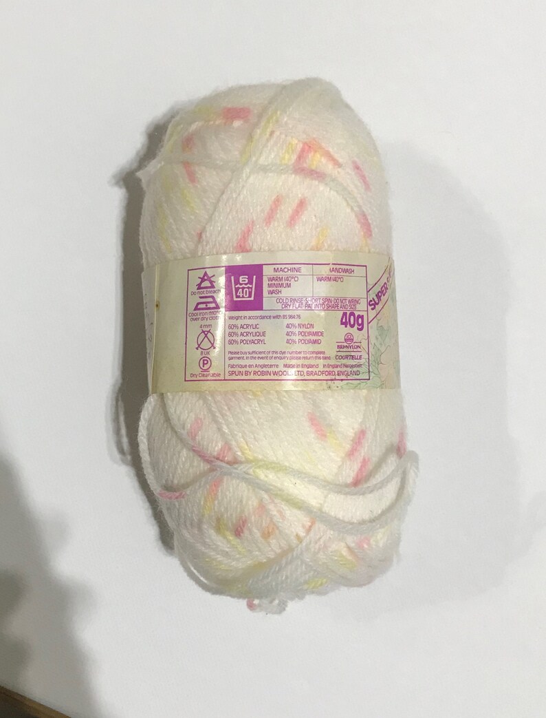 Robin Bambino Double Knitting White Pink and Yellow Yarn - Etsy