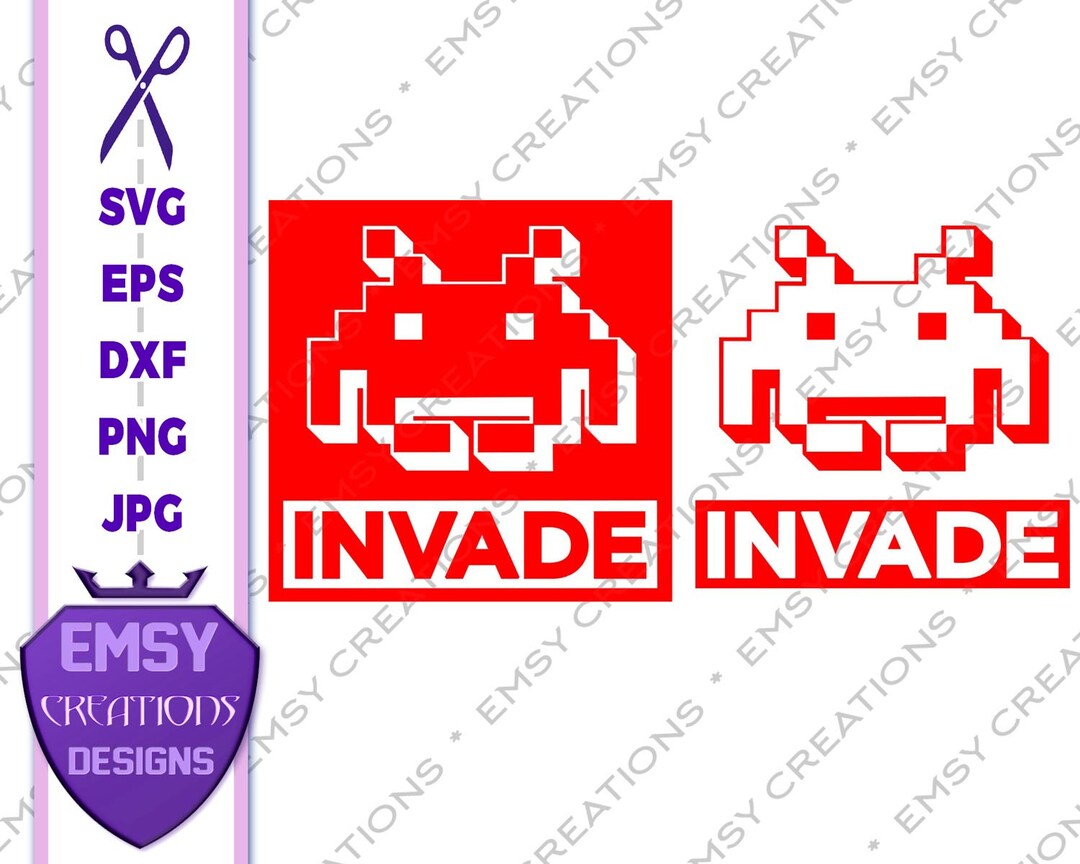 Space Invaders Invade Retro Gaming Vector Illustration, Svg Cutting ...