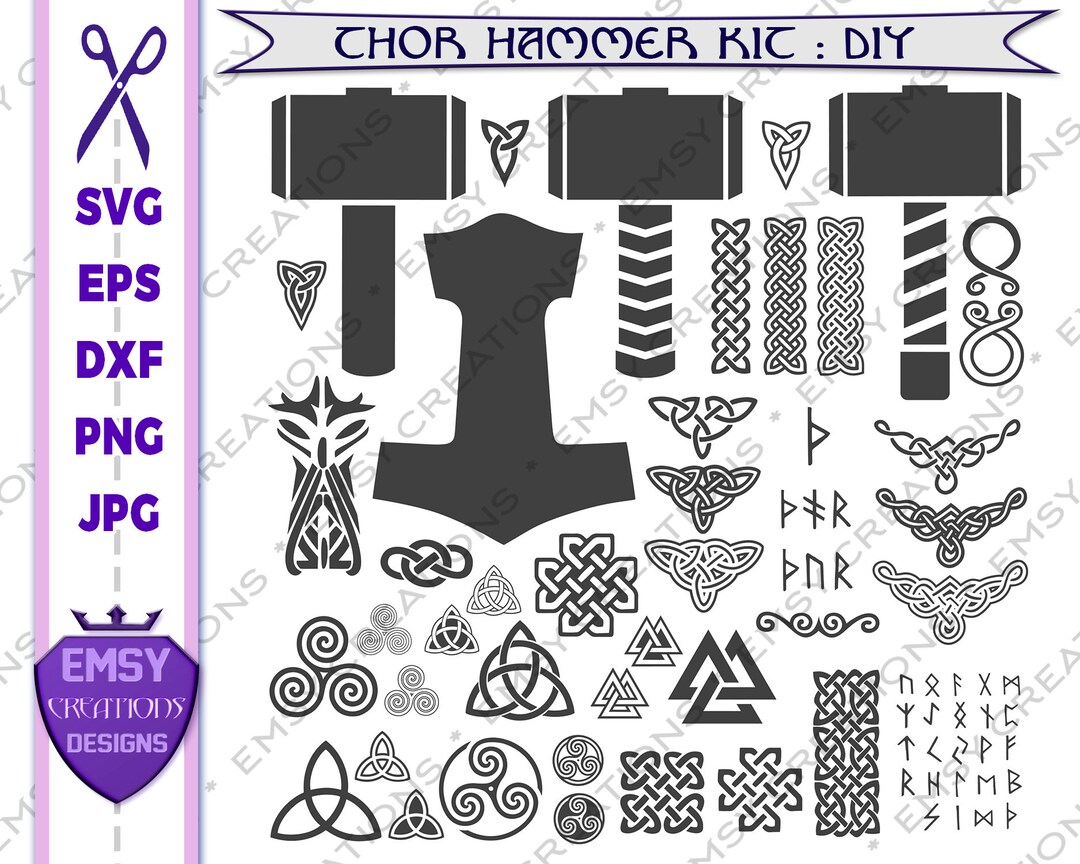 DIY Do-it-yourself Thor's Hammer, Thor Hammer Svg, Mjolnir, Triskel ...