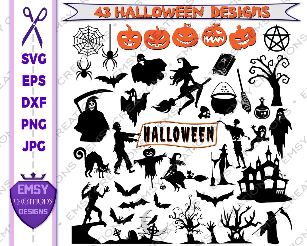 Halloween SVG Bundle Witches Ghosts Pumpkin Graveyard - Etsy