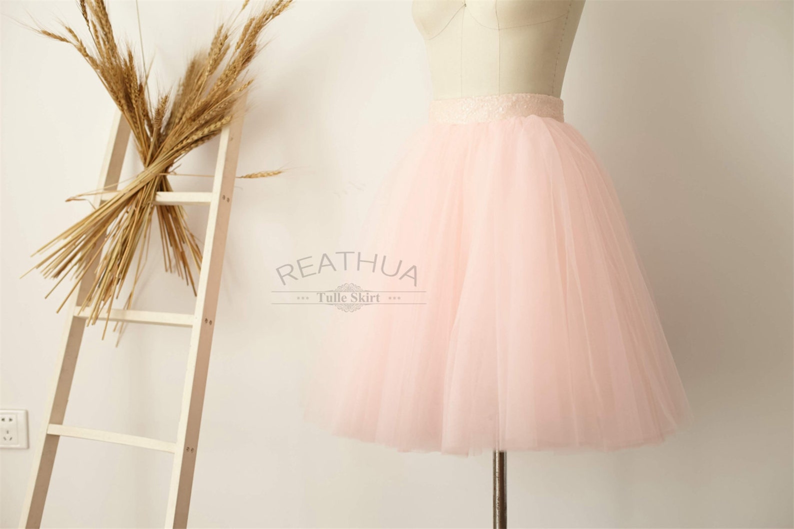 Blush Pink Tulle Skirt Short Women Sequin Skirt Tutu Tulle Etsy