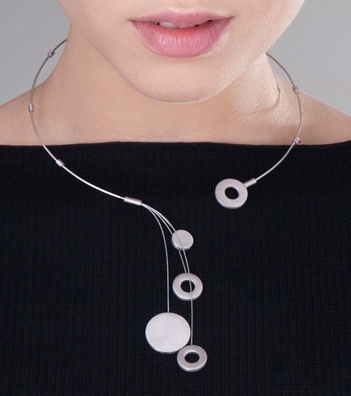 Asymmetric Necklace, Gold Open Necklace, Gold Choker Necklace, Bridal ...