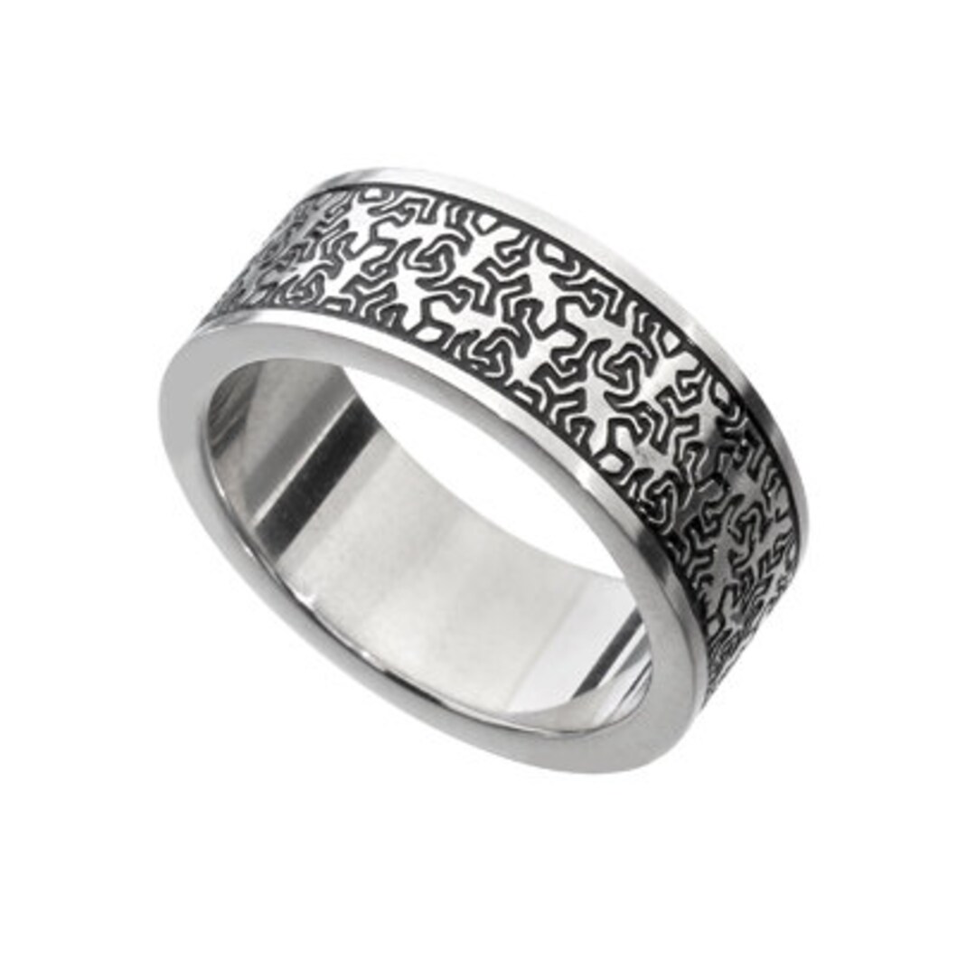 Keith Haring Style Men's Ring, Engraved Ring,stainless Steel, Artistic ...