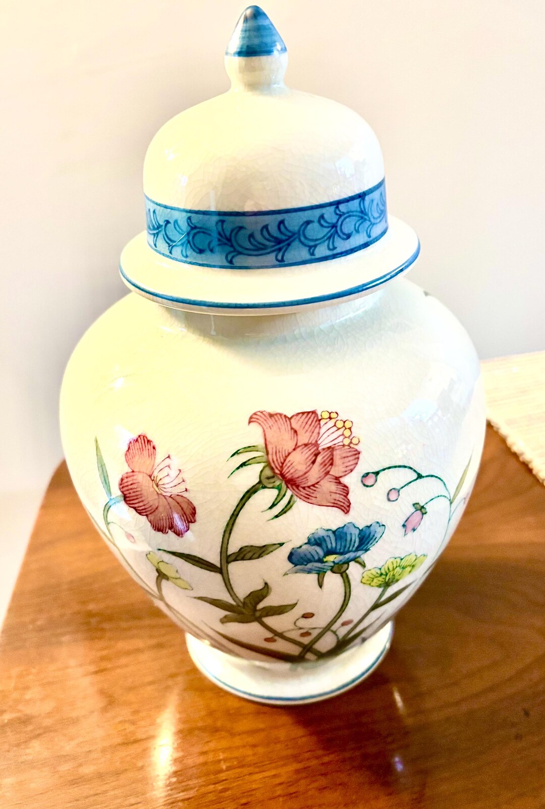 Ginger Jar Andrea by Sadek Fleurs De Chantilly Hand Painted and Signed ...