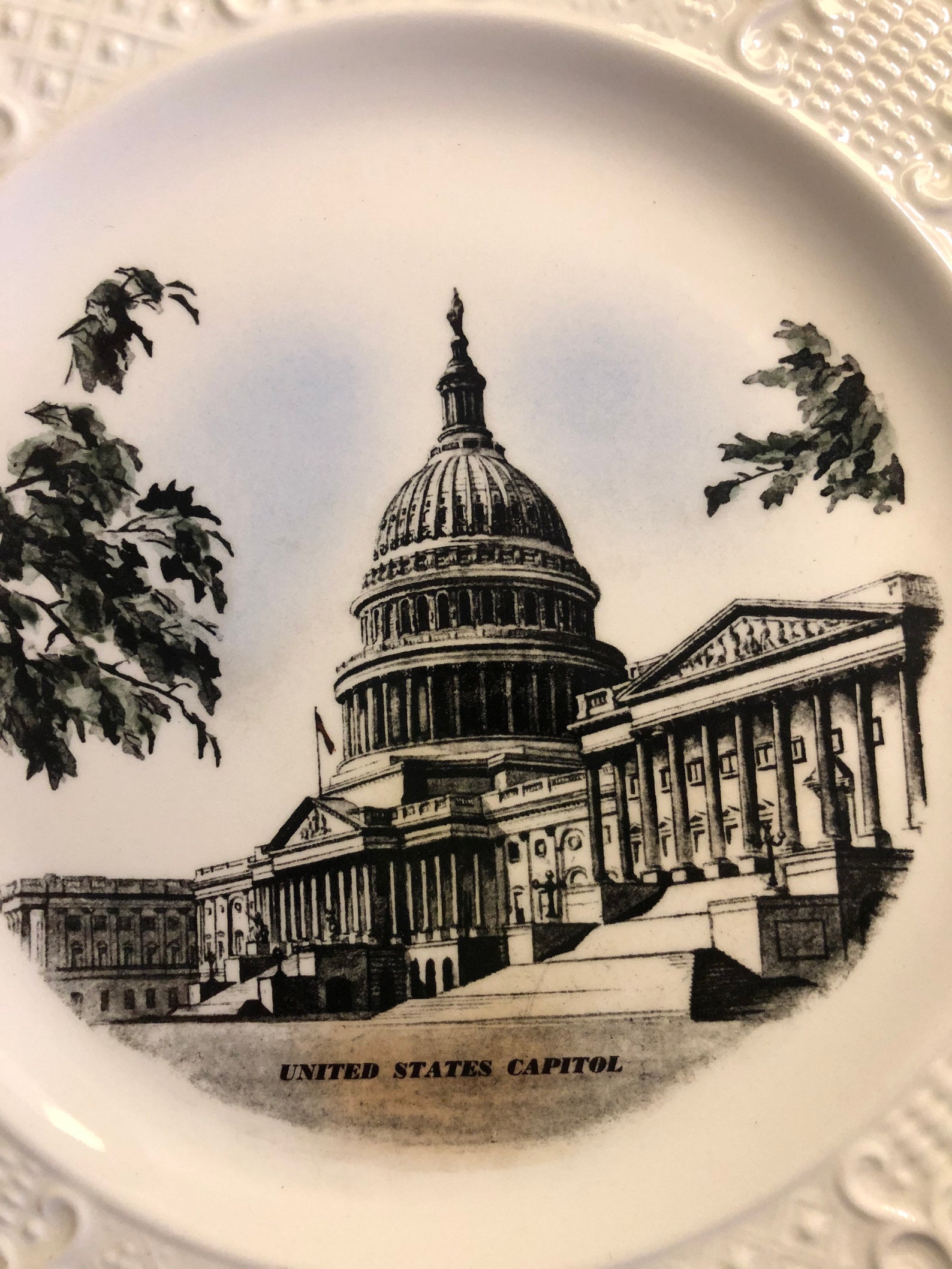 Vintage Capitol Building Hand Colored Plate Delano Studios | Etsy