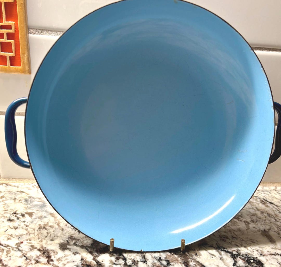 Vintage Blue Enamel Pan With 2 Handles - Etsy