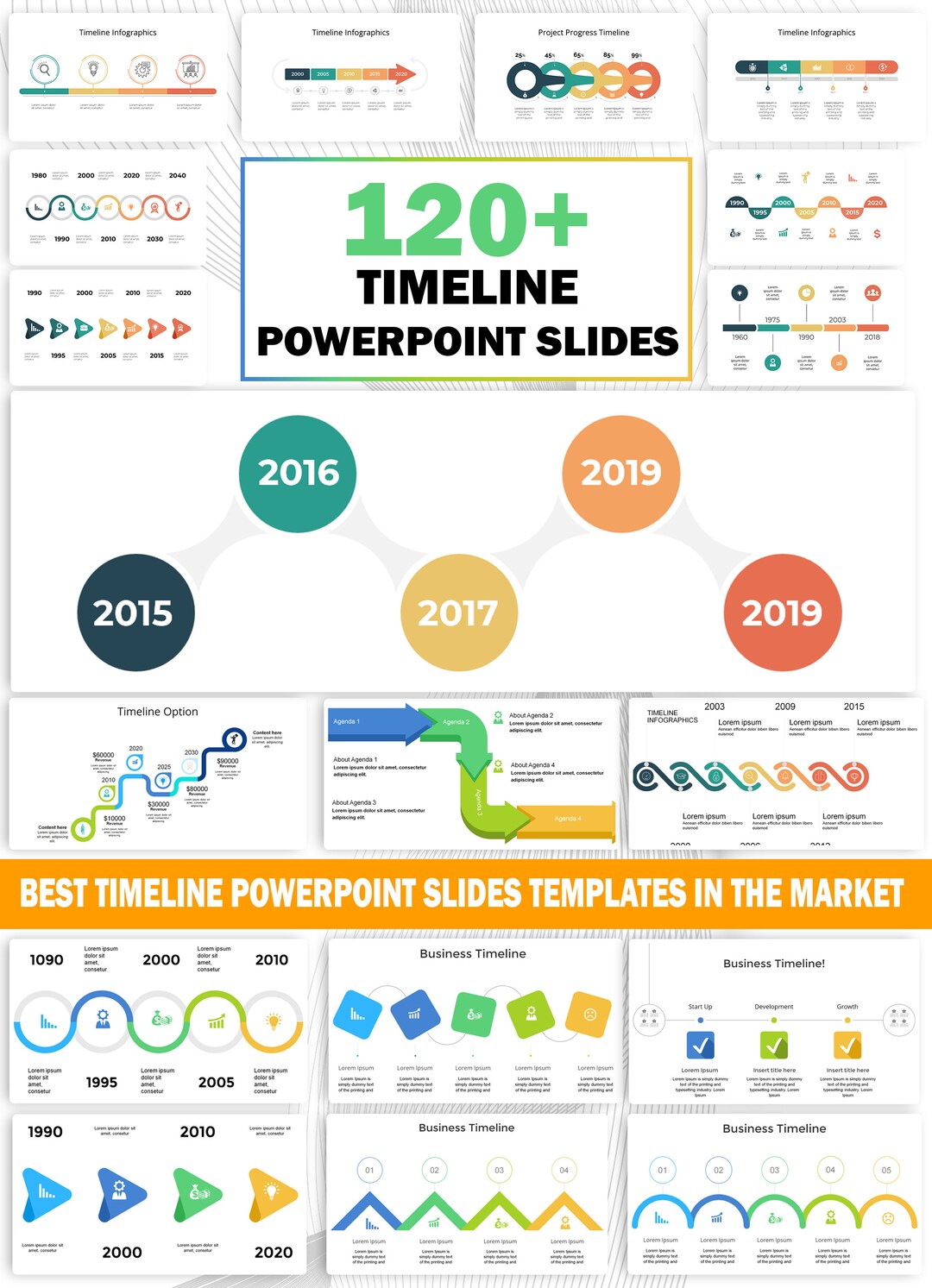 120 Timeline Powerpoint Slides Templates High Quality - Etsy