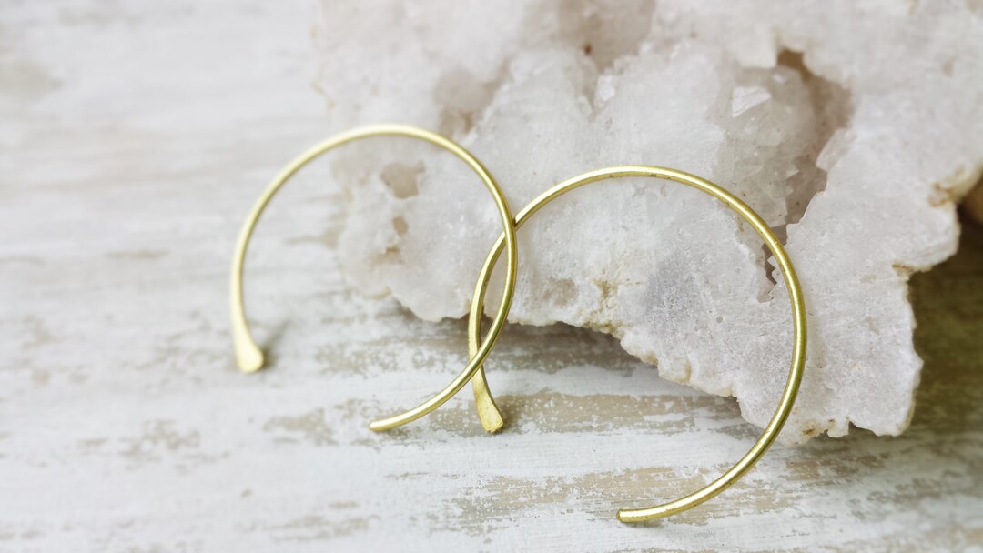 Minimalist Earrings, Simple Earrings, Open Hoop Earrings, Brass Hoop ...