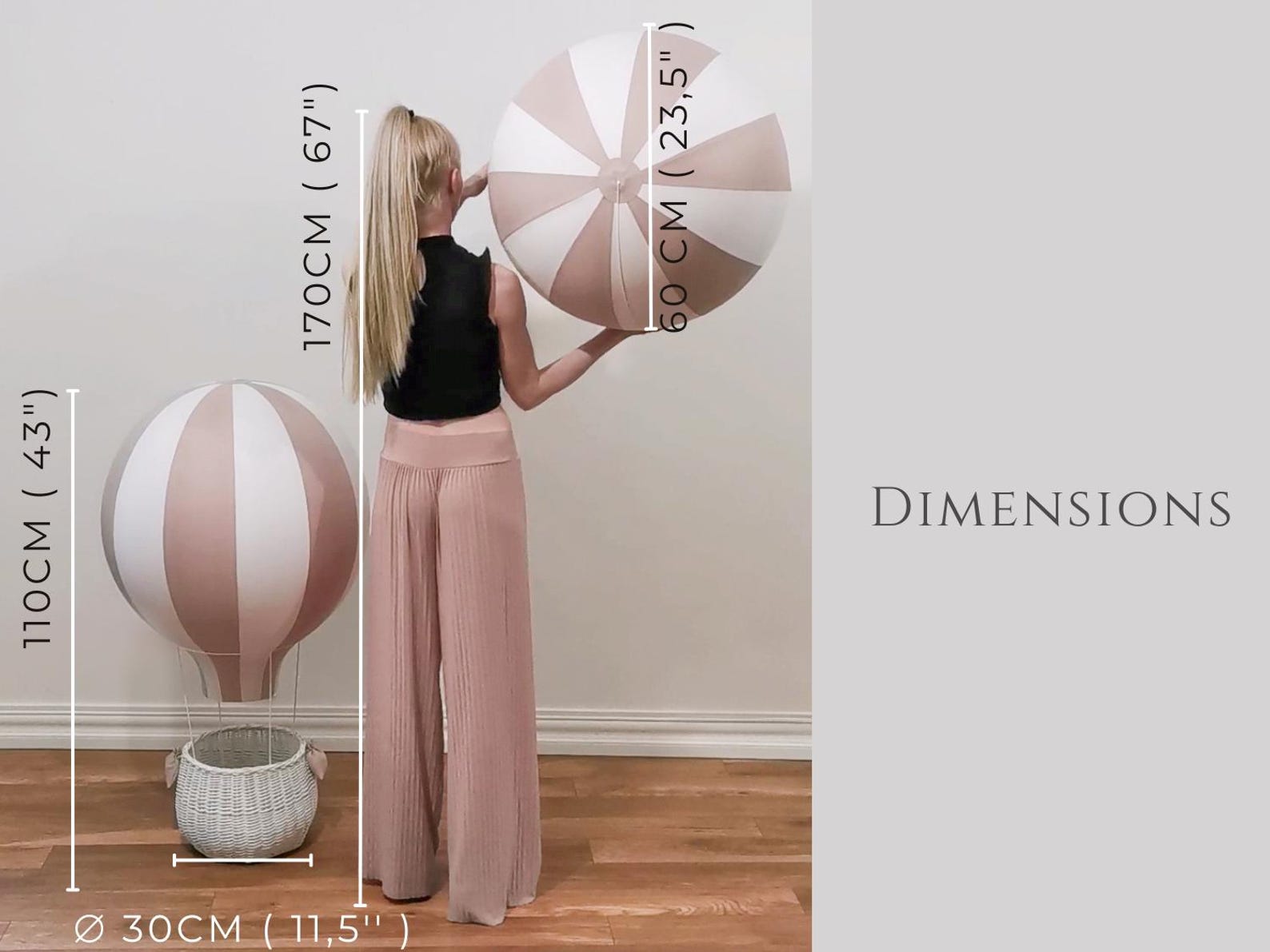 Giant 1 Meter Hot Air Balloon With Wicker Basket - Travel Theme Nursery ...