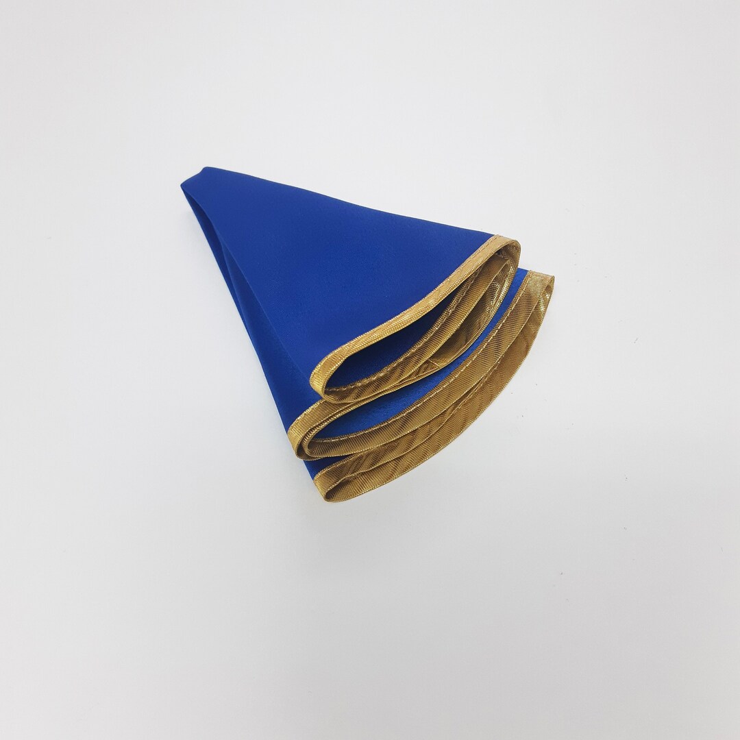 Royal Blue Satin Round Men's Hanky With Gold Border - Etsy
