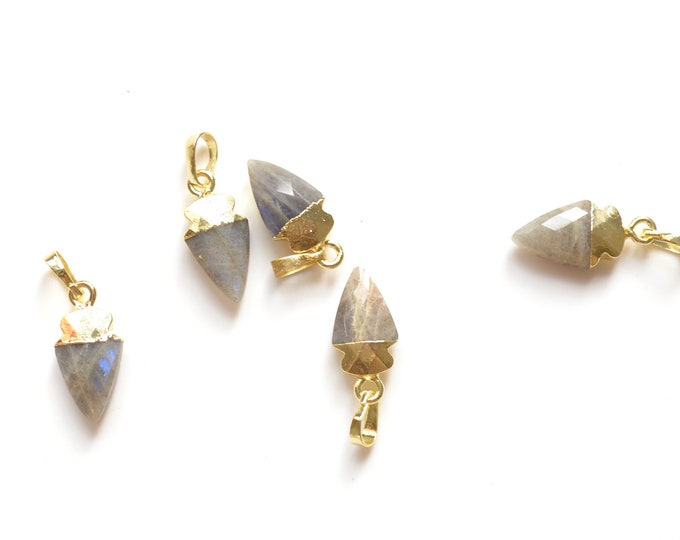 Nature Mini Arrow Labradorite Stone Pendant With Gold - Etsy