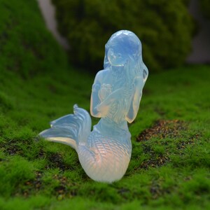 2.6" Pink Opalite Carved Mermaid , Crystal Healing Gifts , Gemstone ...