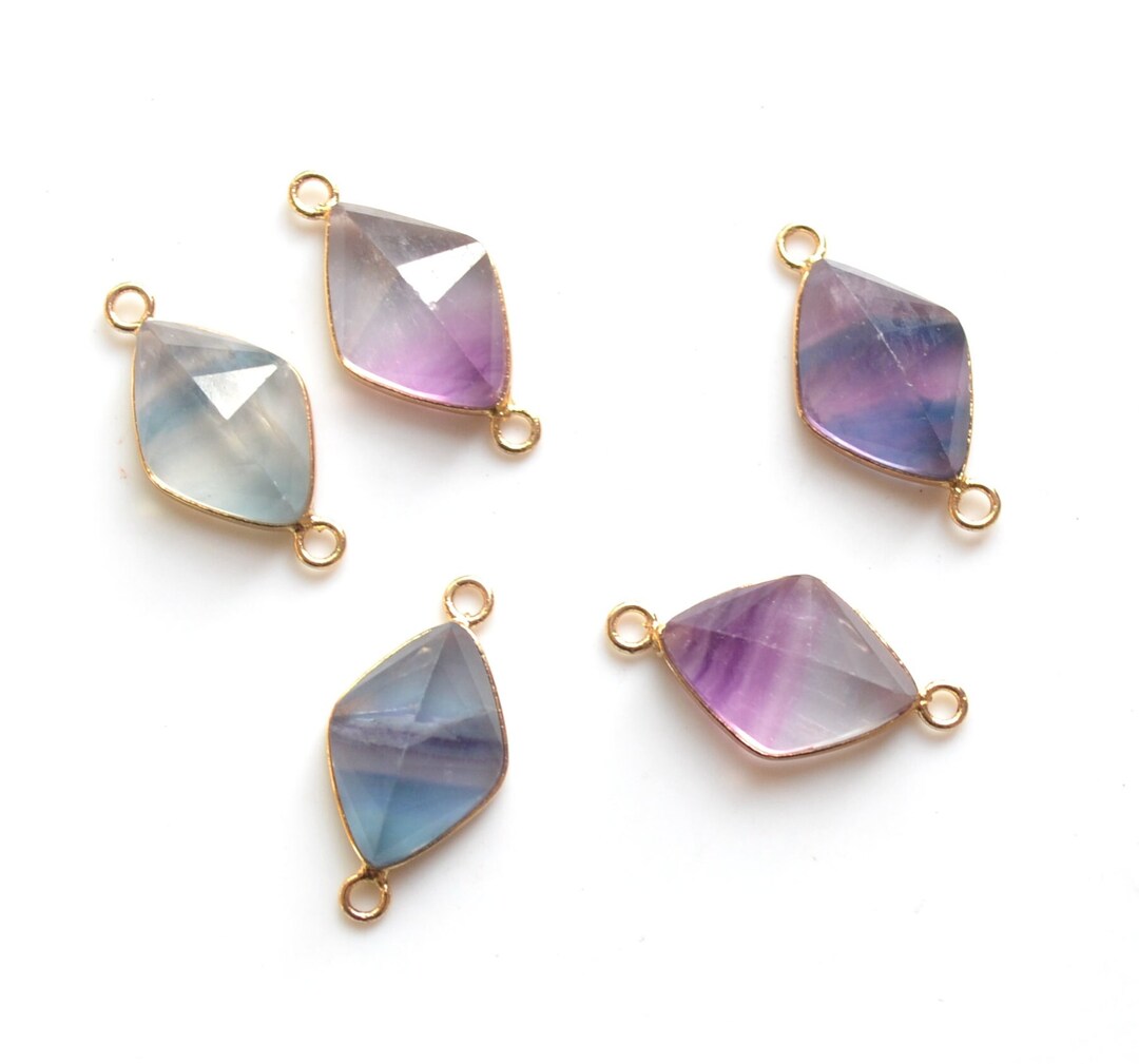 New Fluorite Rhombus Shape Connector With Gold Electroplated Edges - Etsy