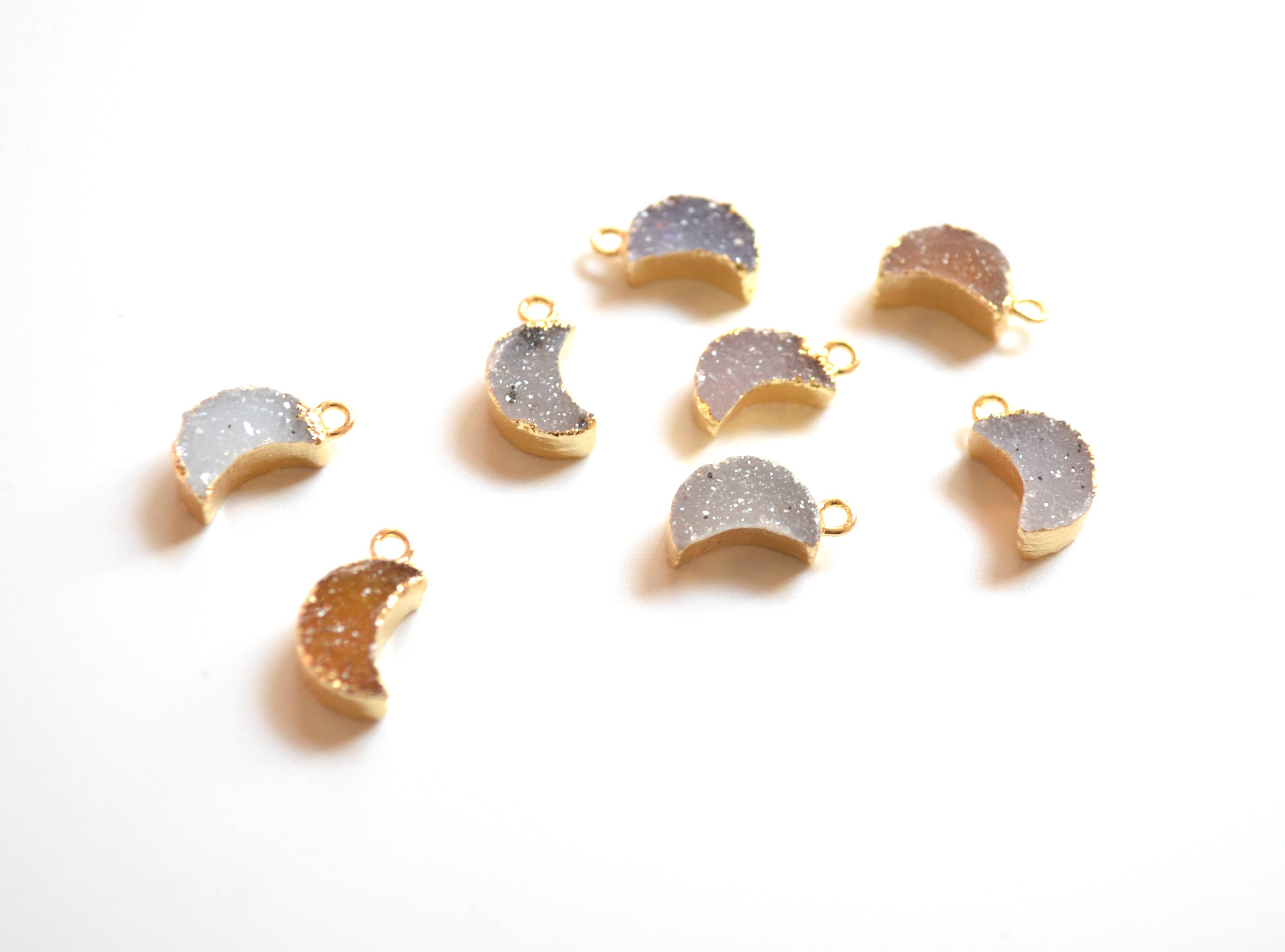 Wholesale Nature Mini Crystal Moon Shape Crystal Druzy Pendant - Etsy