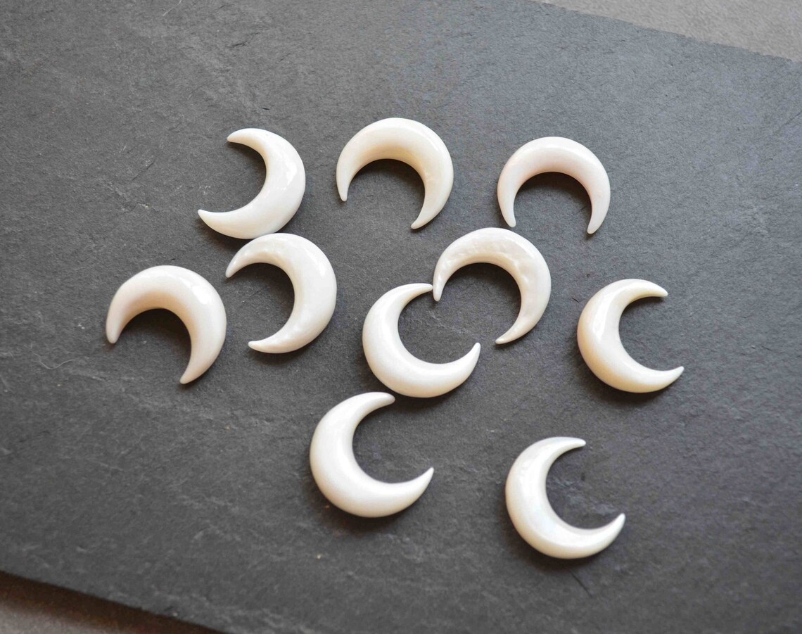 Small White Shell Crescent Pendant Nature White Shell Double - Etsy