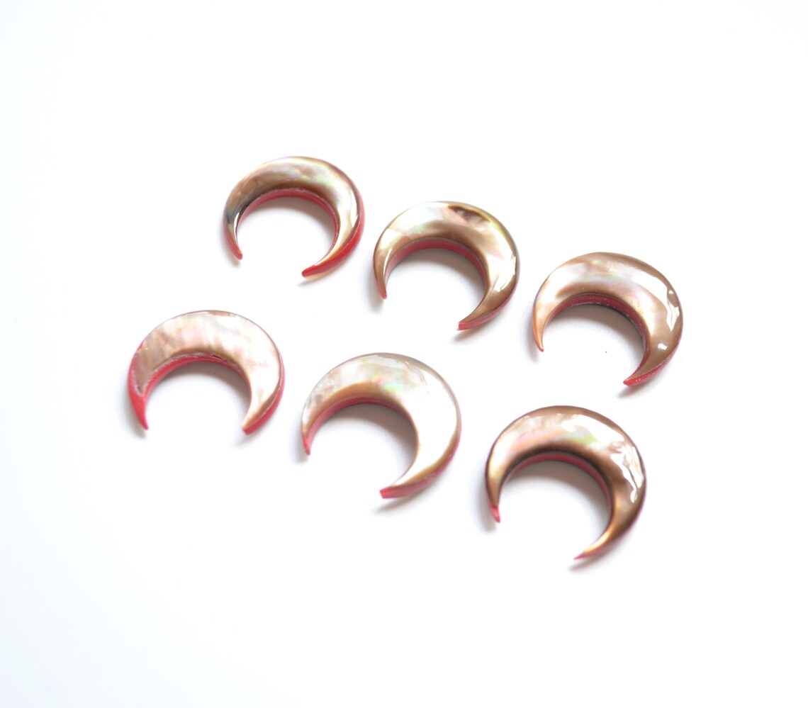 Small Red Shell Crescent Pendant , Red Shell Double Horn Pendants - Etsy