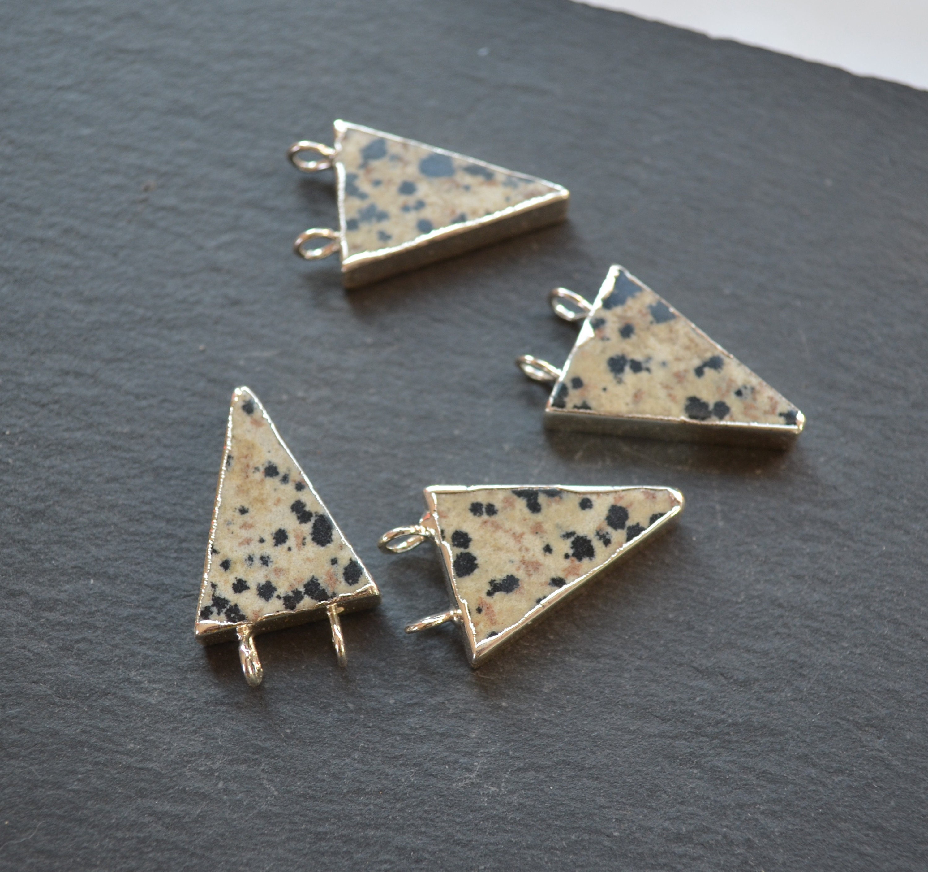 New triangle dalmation stone pendant with Silvery | Etsy
