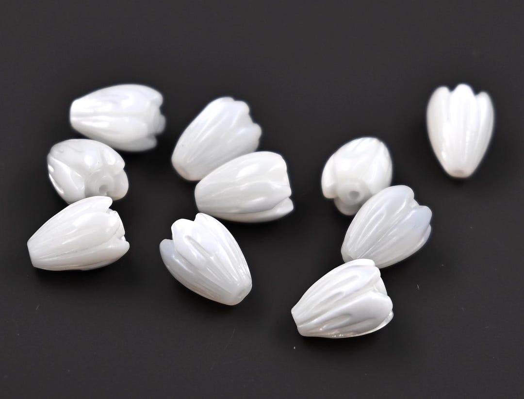 Nature 10*7.5 Mm MOP Flower Beads ,white Shell Pikake Spacer Beads ...