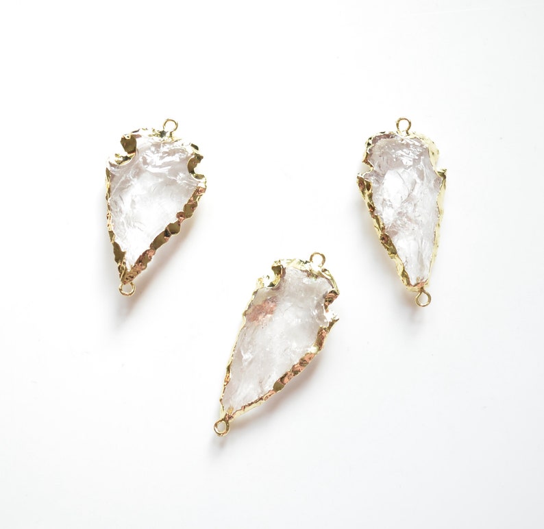 Middle Size Clear Quartz Crystal Arrowhead Connector Pendant - Etsy