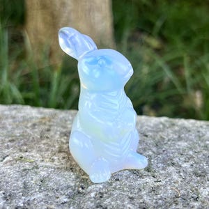 1.5 " Carved Opal / White Jade Rabbit , Carved Crystal Animal, Gemstone ...
