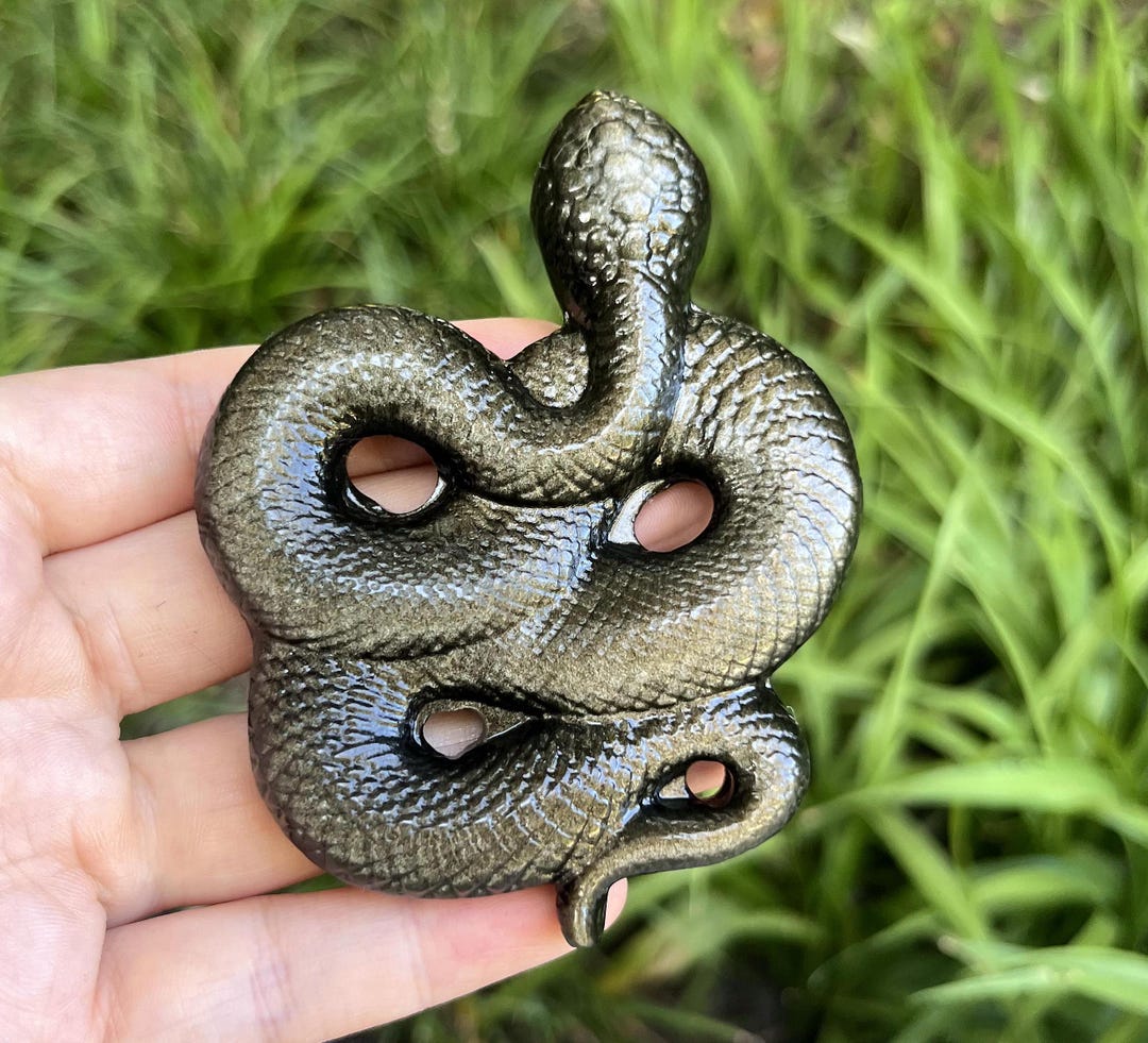 Gold Obsidian Carved Snake , Carved Crystal Animal, Gemstone Snake ...