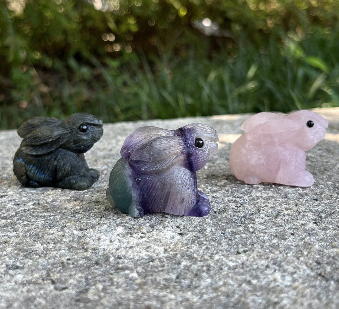 2" Carved Crystal Rabbit , Carved Crystal Animal, Gemstone Rabbit ...