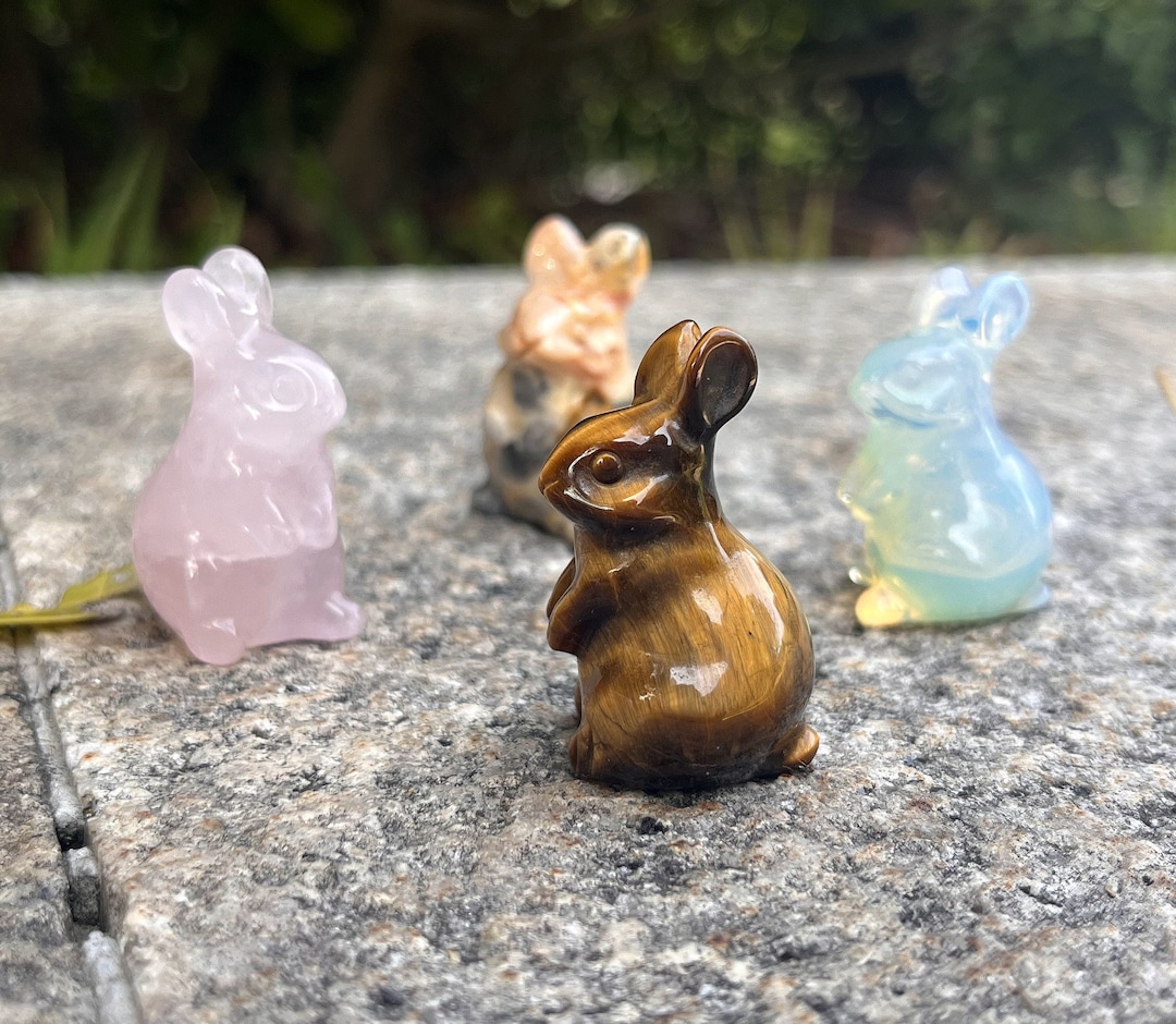 Carved Crystal Rabbit: Gemstone Animal Sculpture, Home Decor (1.5") - Etsy