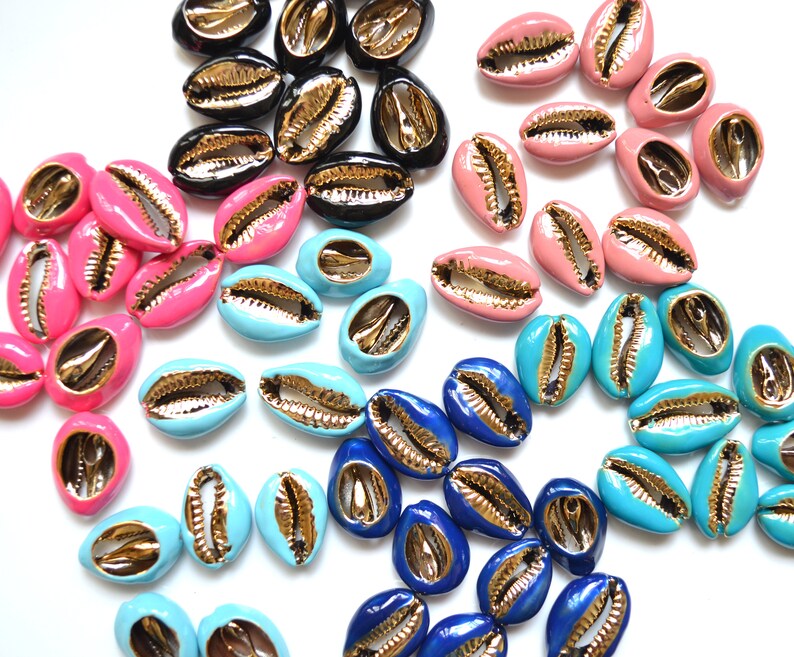 New Gold Plated Enamel Cowrie Seashell Charmcolourful Conch | Etsy