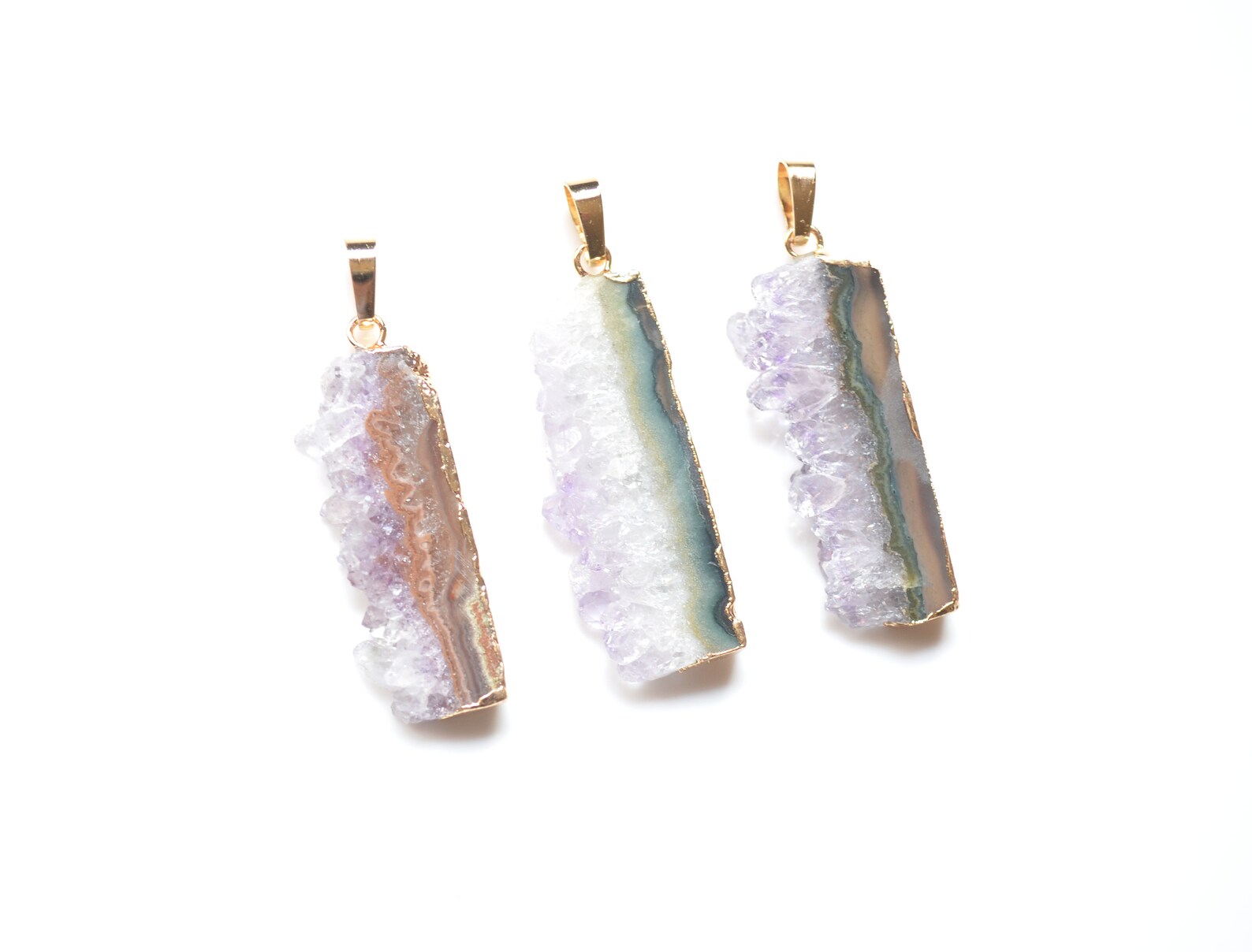 Nature Amethyst Slice Charms Amethyst Druzy Agate Pendant - Etsy